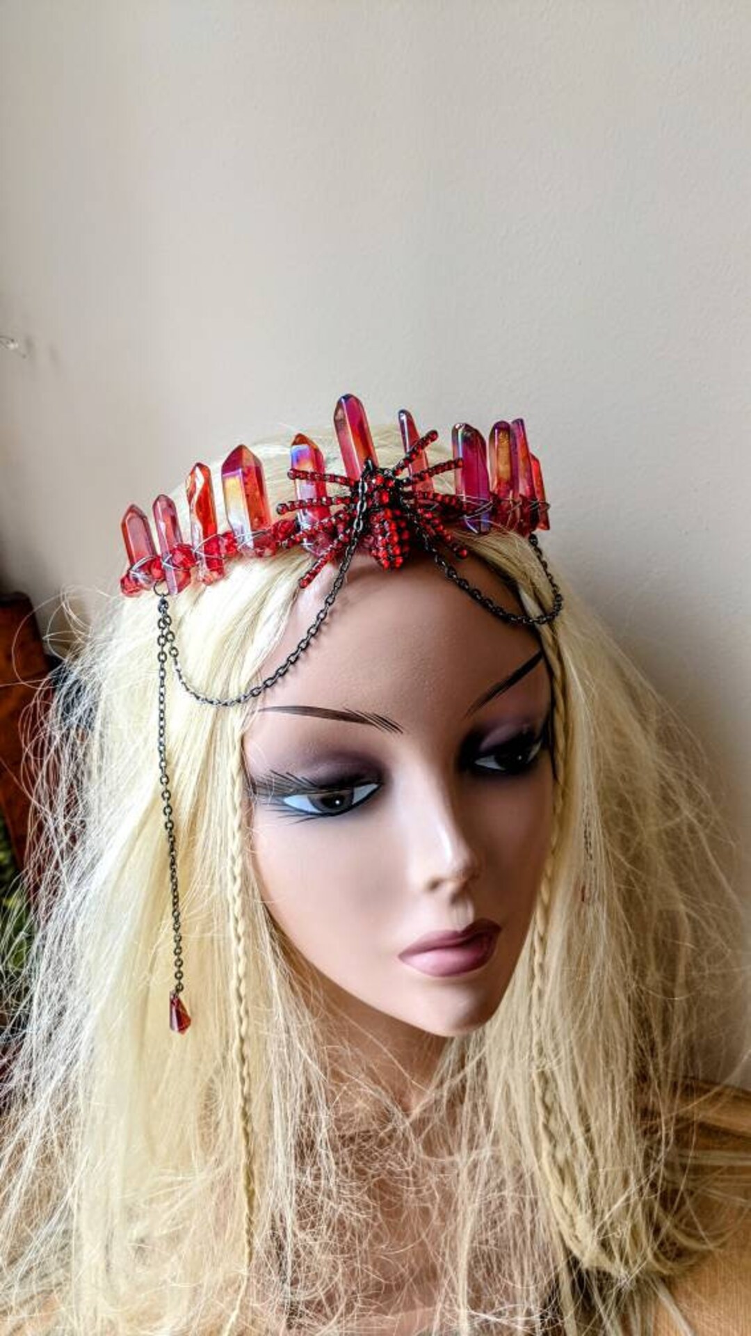 Crystal Crown Tiara Spider Vamp Halloween Princess Black Filigree Red ...