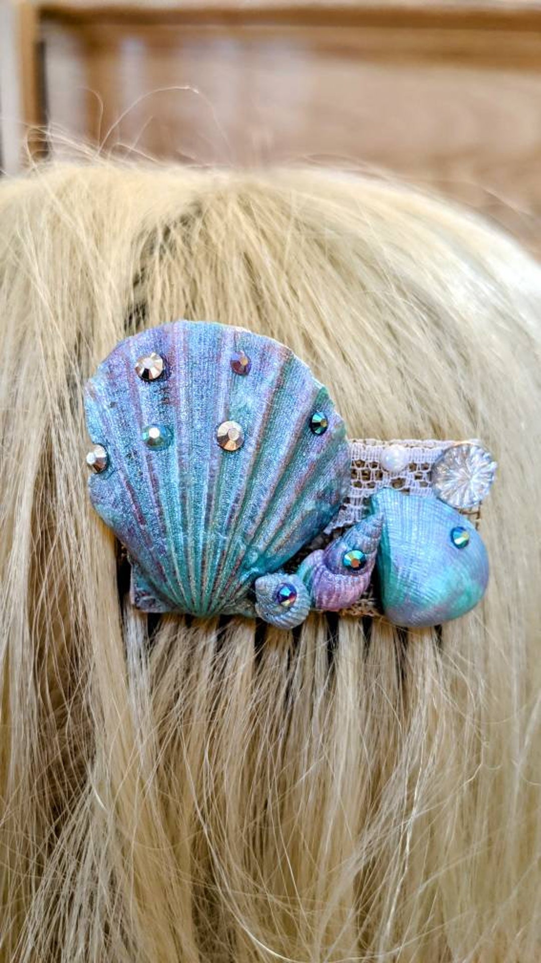 Mermaid Hair Comb Sea Shell Ombre Blue Purple Rhinestone Hair - Etsy