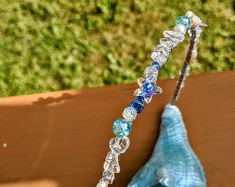 Mermaid Crown Tiara - Blue Crystal Quartz Headband - Octopus Silver ...