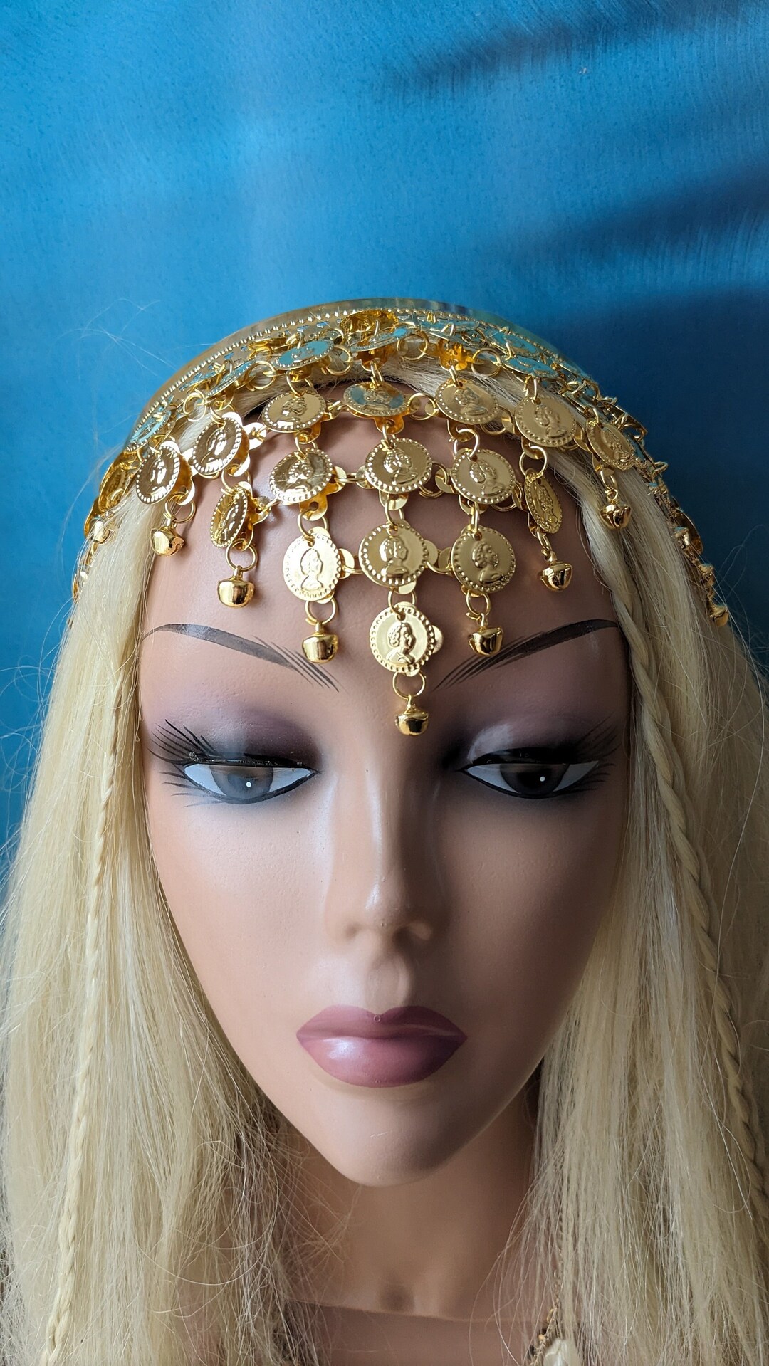 Gold Boho Crown Tiara Belly Dance Forehead Coin Headband Esmeralda ...