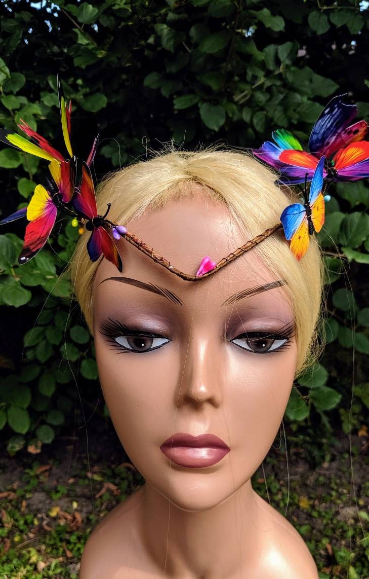 Butterfly Crown: Multicolor Tiara Headband for Cosplay & Festivals - Etsy