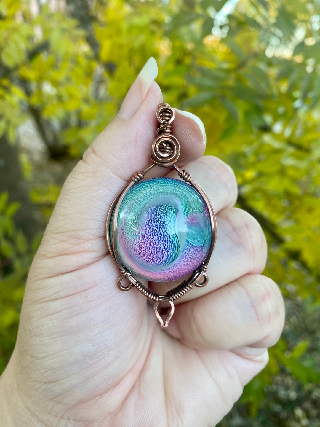 Resin Wire Wrapped in Copper Wire Resin Jewelry Handmade Necklace ...