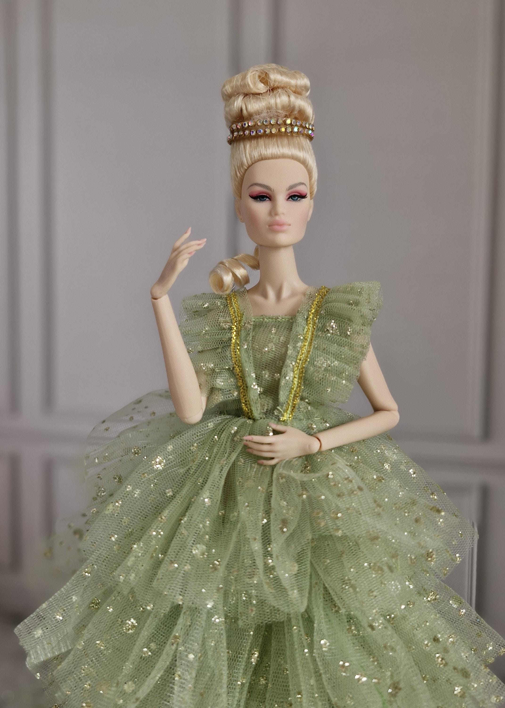 OOAK Sage Green Rococo Tulle Ruffle Butterfly Princess Dress Barbie ...