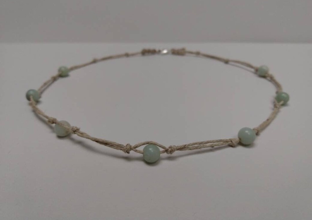 Amazonite Choker, Hemp Choker, Hemp Necklace, Hemp Jewelry, Handcrafted ...