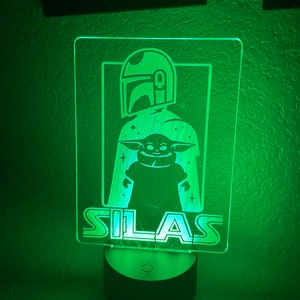 Mandalorian Grogu Inspired Personalized Night Light, Multicolored LED ...