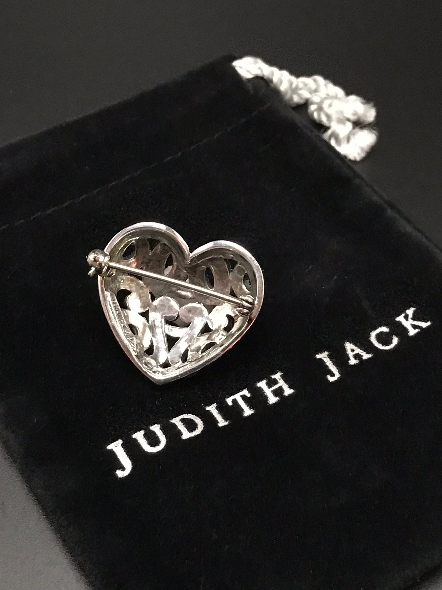 Vintage Judith Jack Sterling Silver & Marcasite Heart Pin With Pouch ...