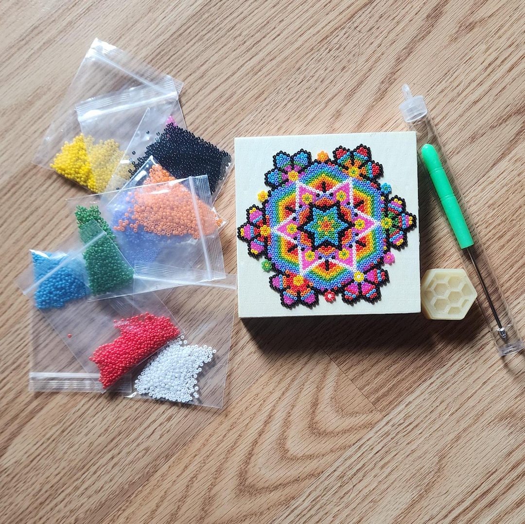 Huichol Inspired Estrella De Colores Seed Bead Art Kit: Vibrant Floral ...