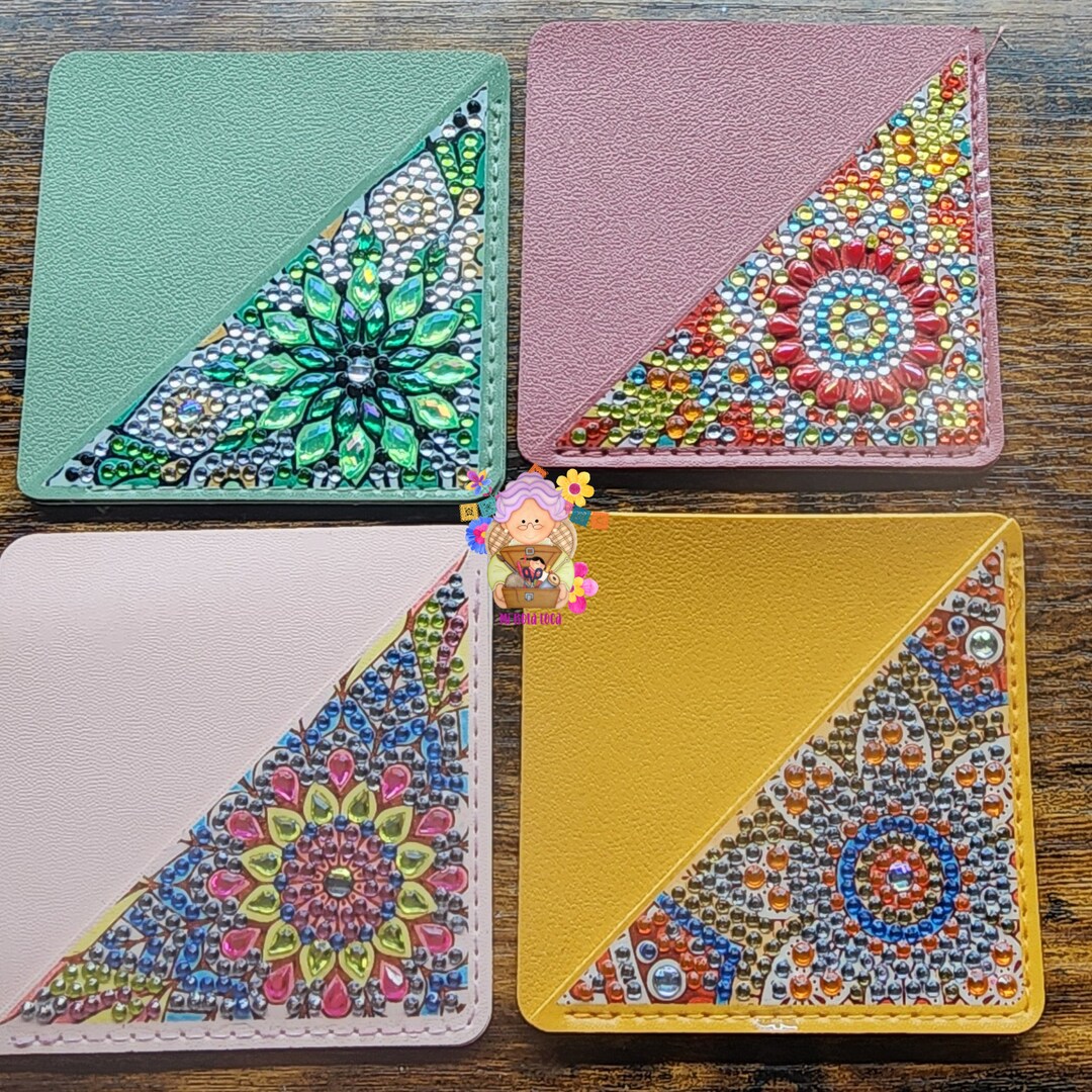 Hand-diamond Painted Mandala Faux Leather Corner Bookmarks - Etsy