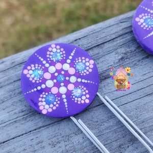 Purple Star Dot Mandala Wooden Circle Bookmark With 4 Silver Jumbo ...