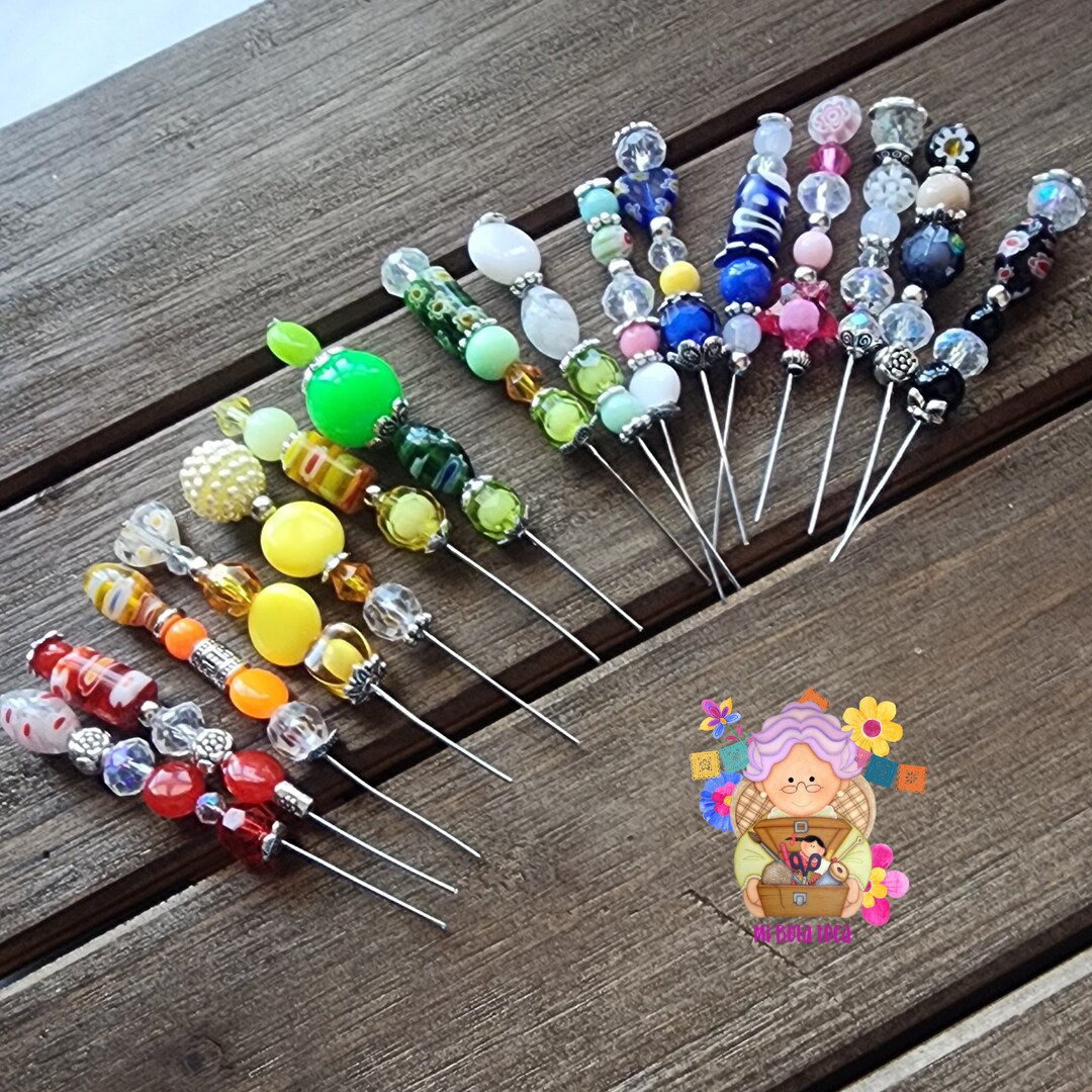 Beaded Gob Stopper Glue Tip Pin With Stainless Steel Flat Head ...