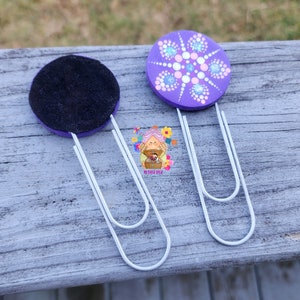 Purple Star Dot Mandala Wooden Circle Bookmark With 4 Silver Jumbo ...