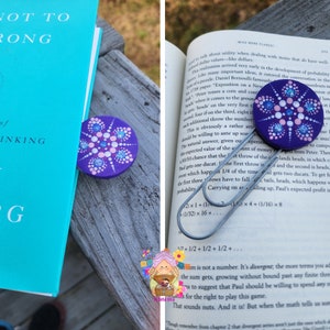 Purple Star Dot Mandala Wooden Circle Bookmark With 4 Silver Jumbo ...