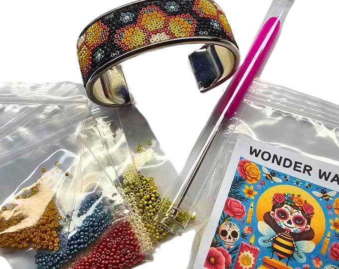 DIY Boho Seed Bead Bracelet Cuff Bead Art Kit Complete Kit DIY Beaded ...