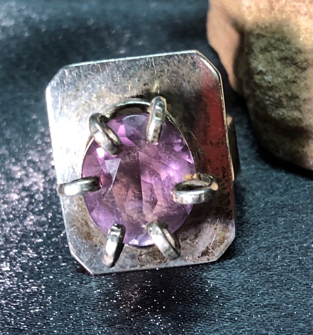 Handcrafted by Artist Cindy Bolin - Sterling Silver Amethyst Ring Size ...