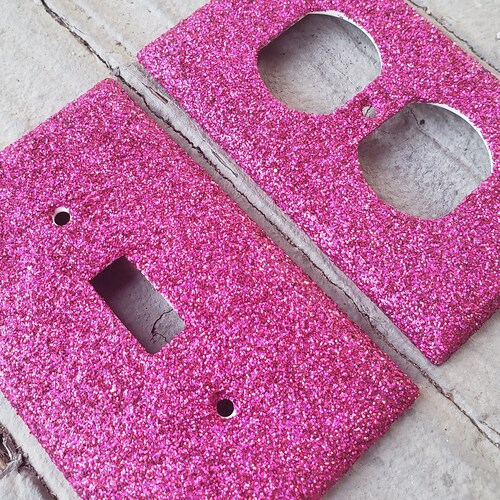 Light Pink Glitter Light Switch & Outlet Covers Pink Room - Etsy
