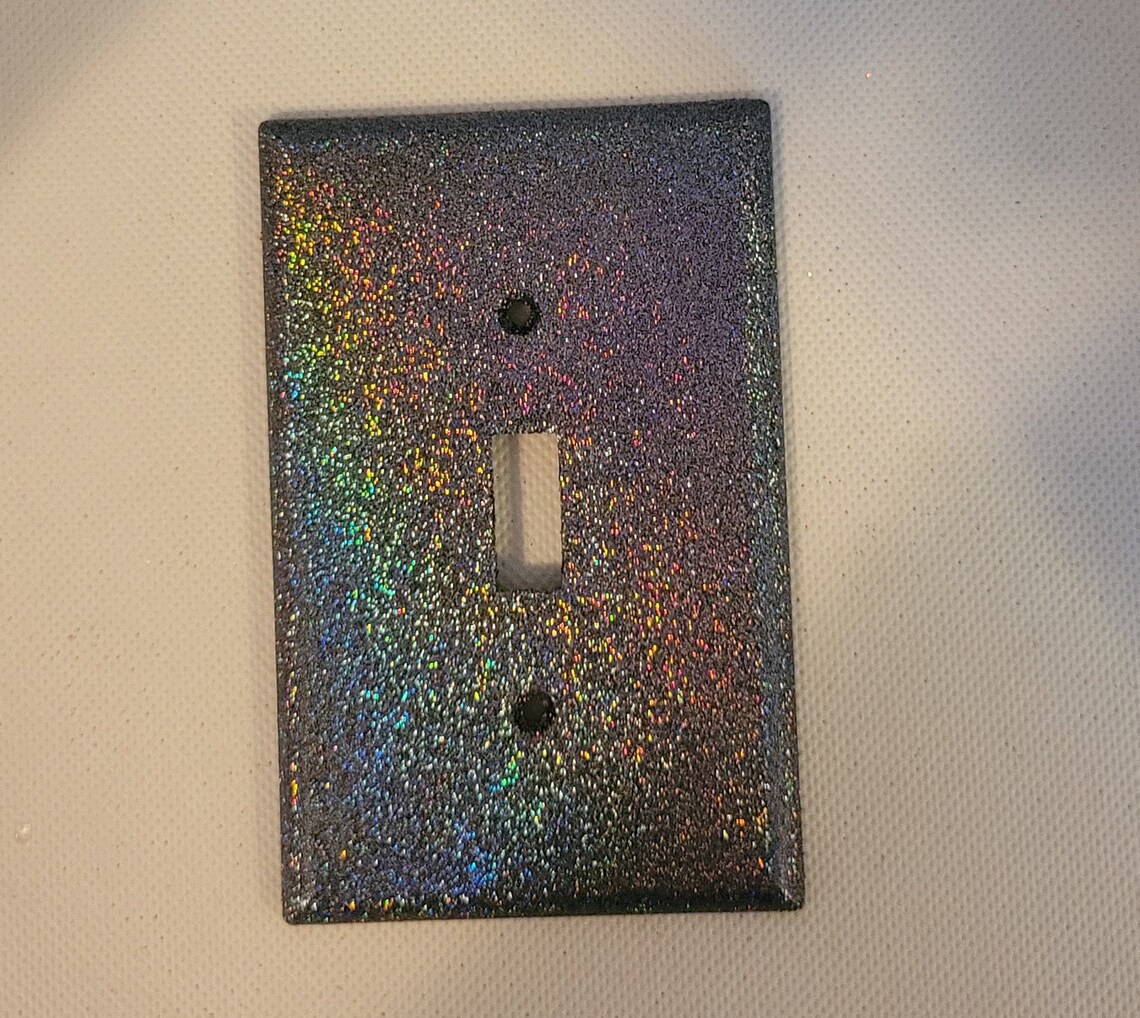 Holographic Rainbow Black Glitter Light Switch & Outlet - Etsy