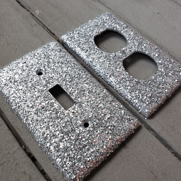 Glitter Silver Outlet Covers - Etsy