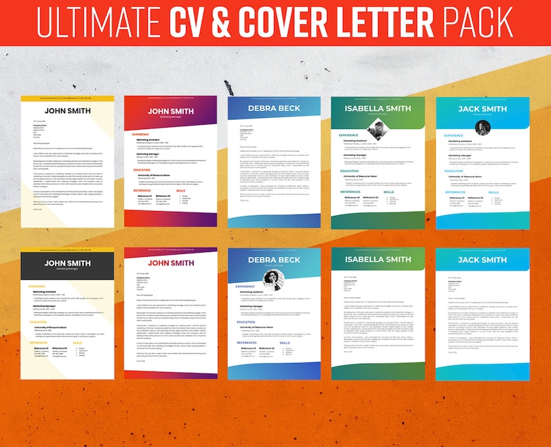 Ultimate CV Cover Letter Template Pack Professional & Creative Resume ...