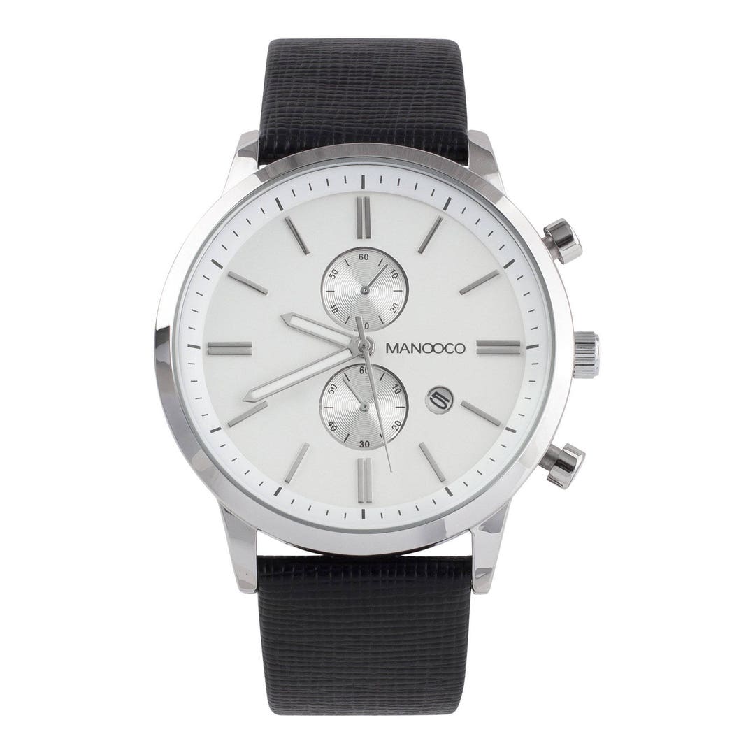 Mens Wrist Watch, Watches for Men, Silver Case Color, Genuine Black ...