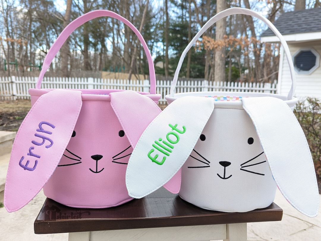 Custom Name Easter Basket Embroidered Easter Basket, Kids Easter Basket ...