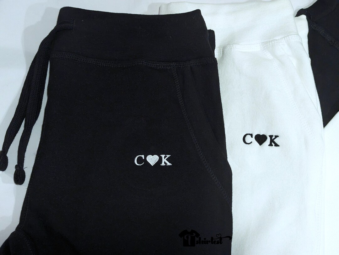 Custom Embroidered Joggers, Couples Initial Sweatpants, Personalized ...