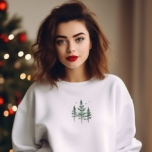 Embroidered Pine Tree Hoodie or Crewneck Sweatshirt for Men or Women ...