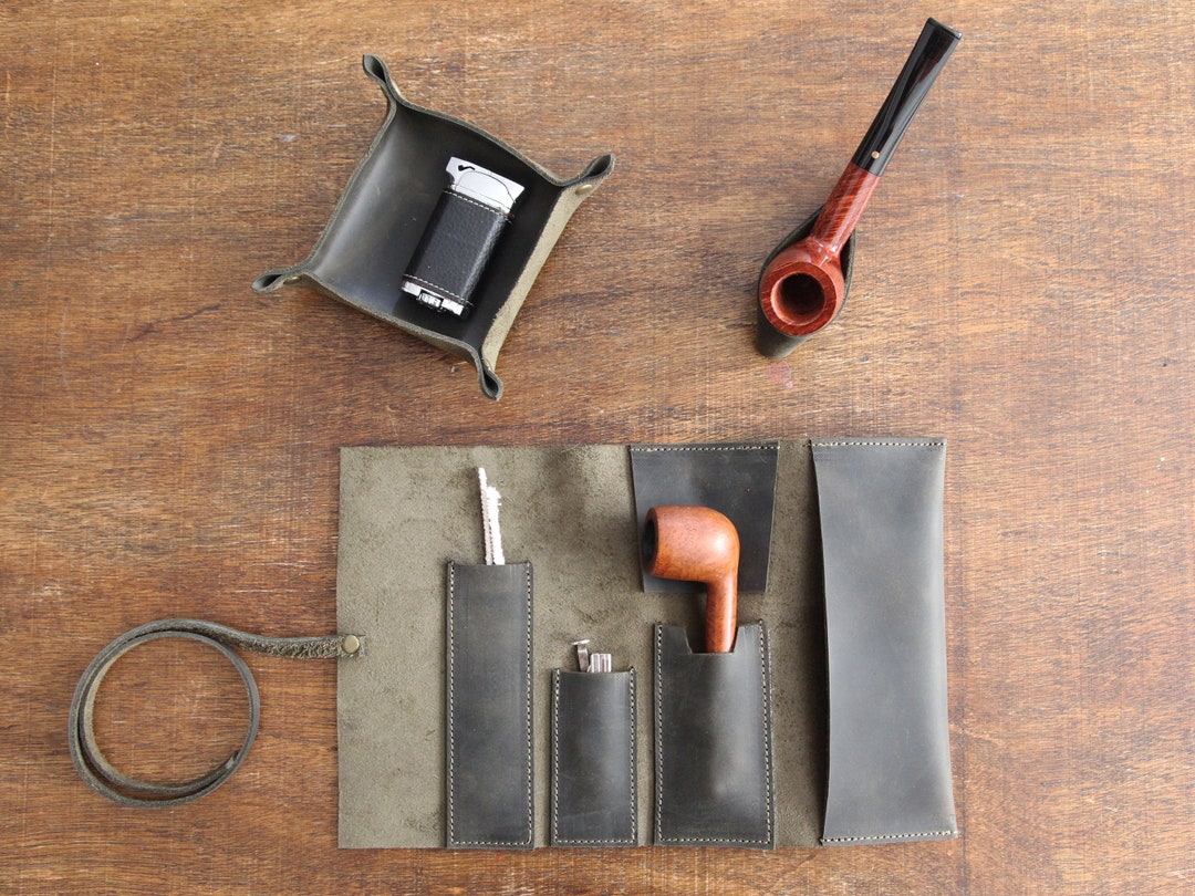 Leather Mini Pipe Pouch, Leather Pipe Rollup Bag for 1-pipe, Handmade ...