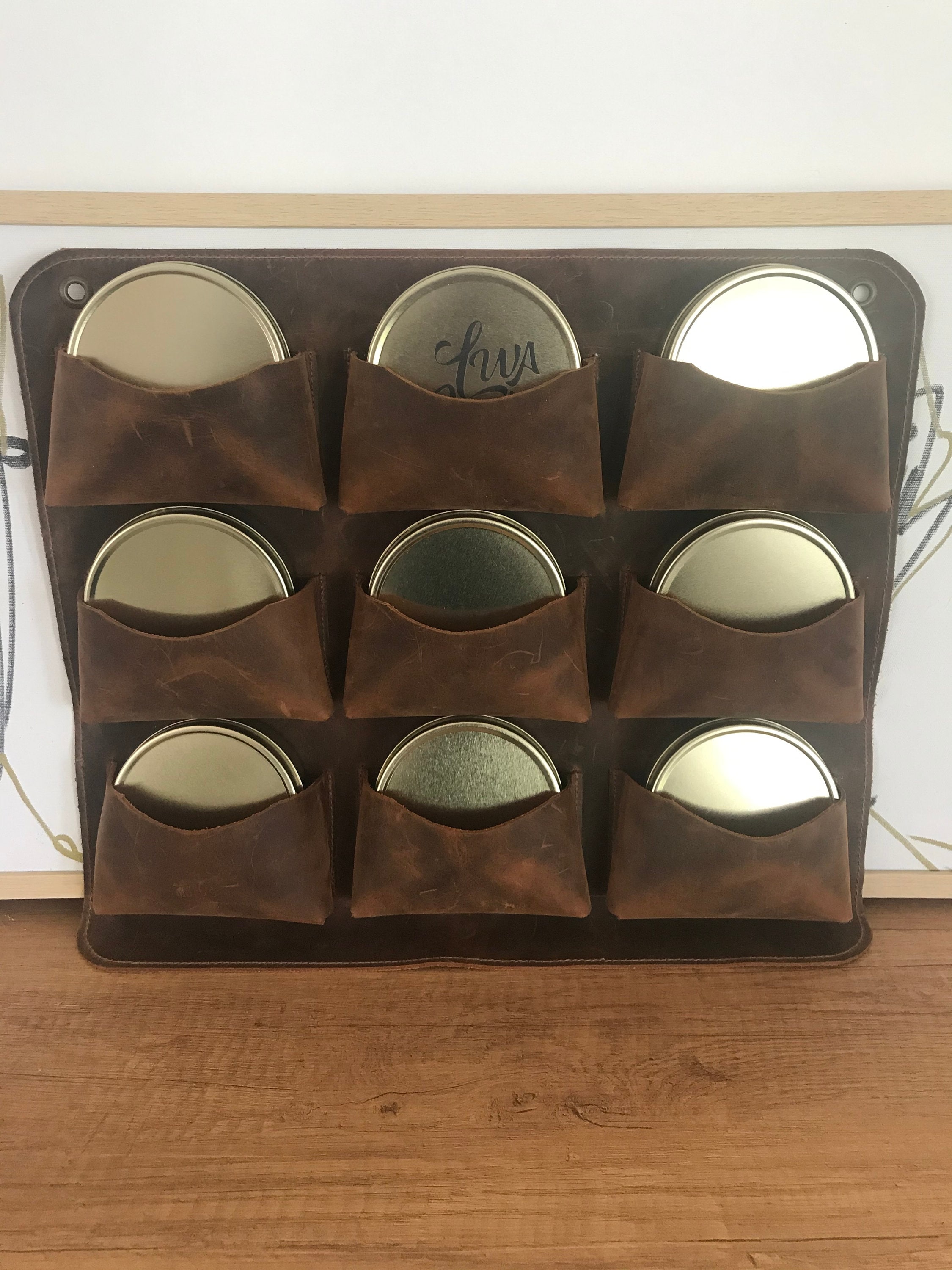 Leather Tobacco Tin Wall Rack Handmade Tin Holder Tin Rack - Etsy