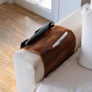 Leather Sofa Armrest Organizer, Handmade Couch Caddy With 5 Pockets for ...