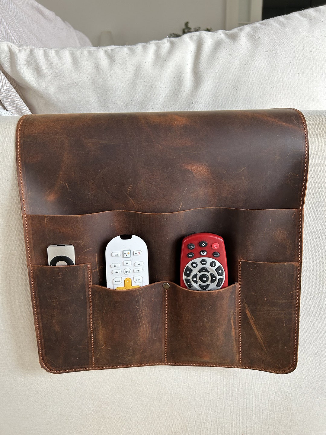 Leather Couch Armrest Organizer, 5-pocket Storage Caddy - Etsy