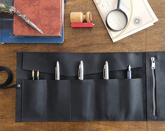 Leather Rollup Pen Case - Etsy