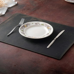 Genuine Distressed Leather Cutlery and Placemat Set, Dining Table ...