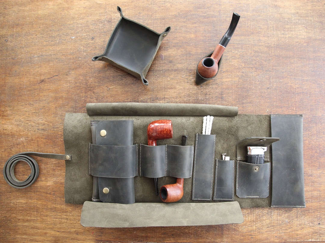 Olive Leather Pipe Pouch, Handmade 2-pipe Bag - Etsy