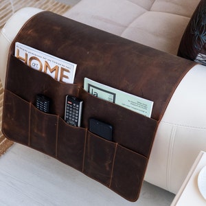 Leather Couch Armrest Organizer, 7-pocket Storage Caddy - Etsy