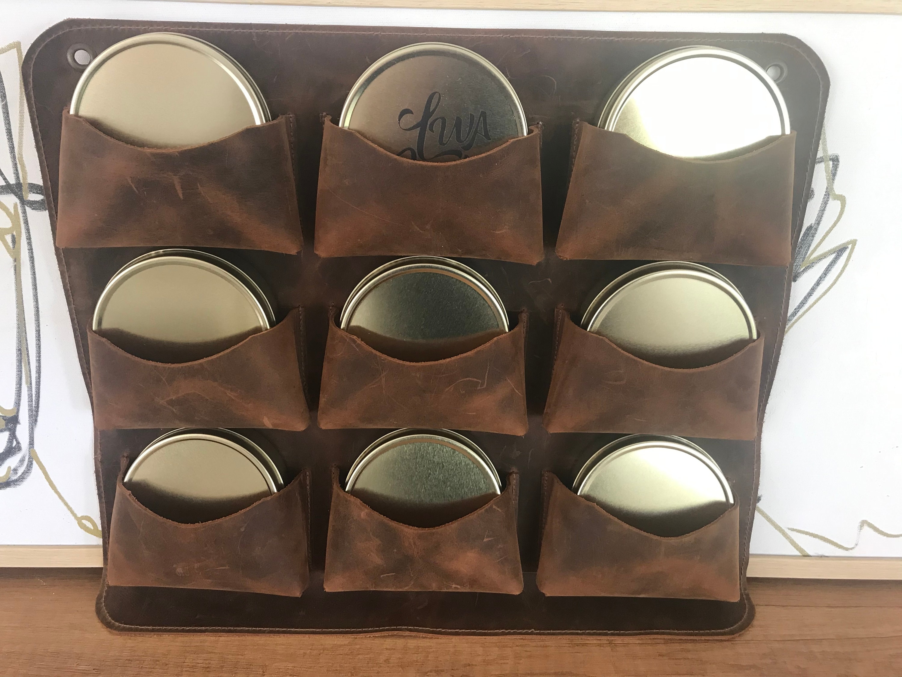 Leather Tobacco Tin Wall Rack Handmade Tin Holder Tin Rack - Etsy