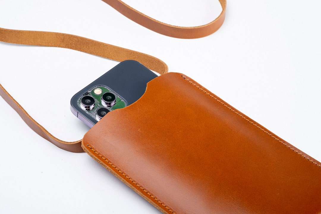 Leather iPhone Case, Handmade Smartphone Bag, Custom Mobile Crossbody ...