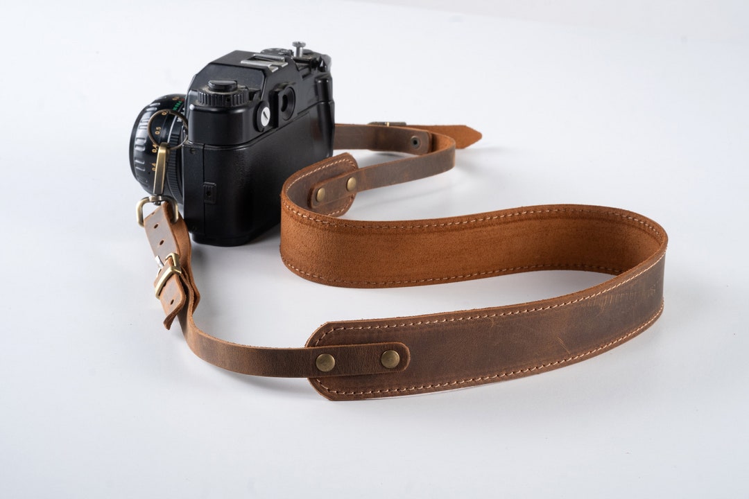Leather Camera Straps Set of 3, Distressed Leather Camera Holder ...