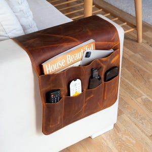 Leather Couch Armrest Organizer, 5-pocket Remote Storage Caddy - Etsy