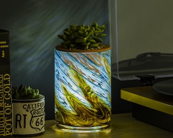 4.5 Art Glass Self Watering Planter With LED Wood Base - Etsy