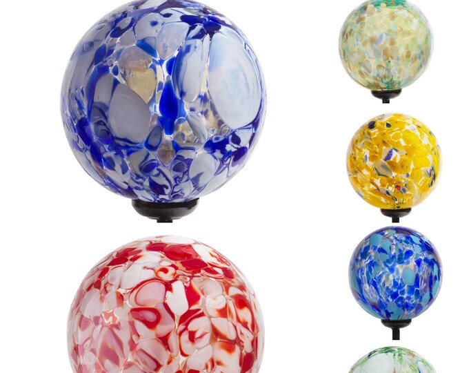 Set of 2 Solar LED Hand Made Art Glass Ball Garden - Etsy