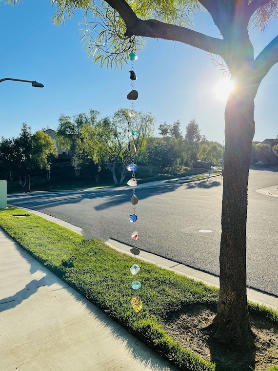 Rainbow Large Art Glass Rock Rain Chain - Etsy