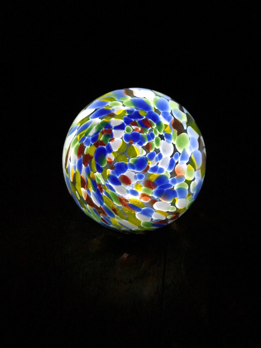 Hand Blown Art Glass Solar LED Gaze Ball, Colorful Garden Light (6") - Etsy