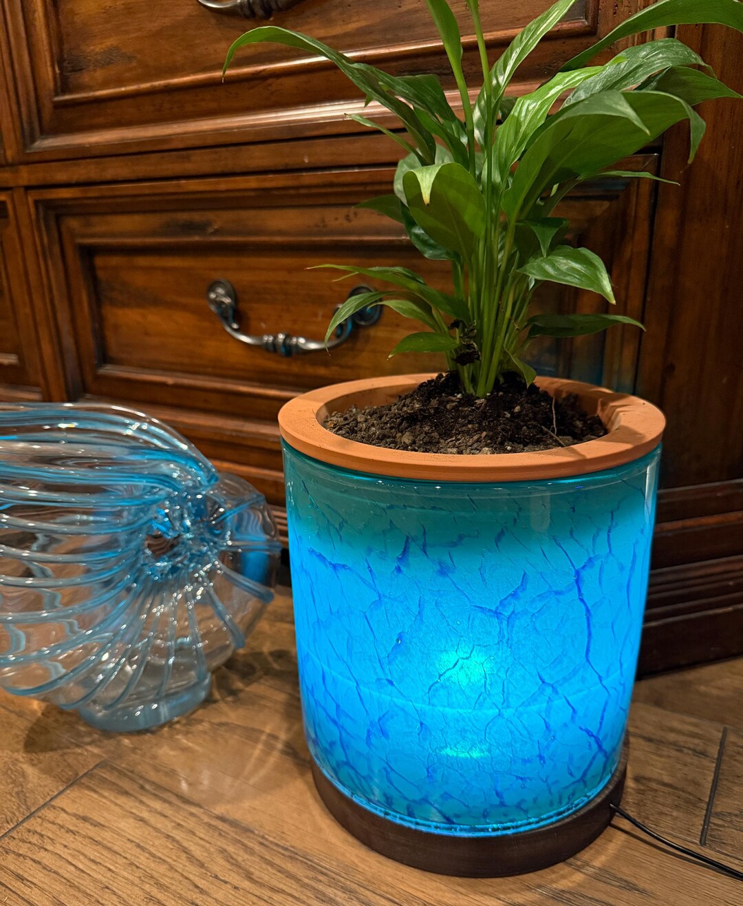 8" Art Glass LED Self Watering Planter（plant Not Include) - Etsy