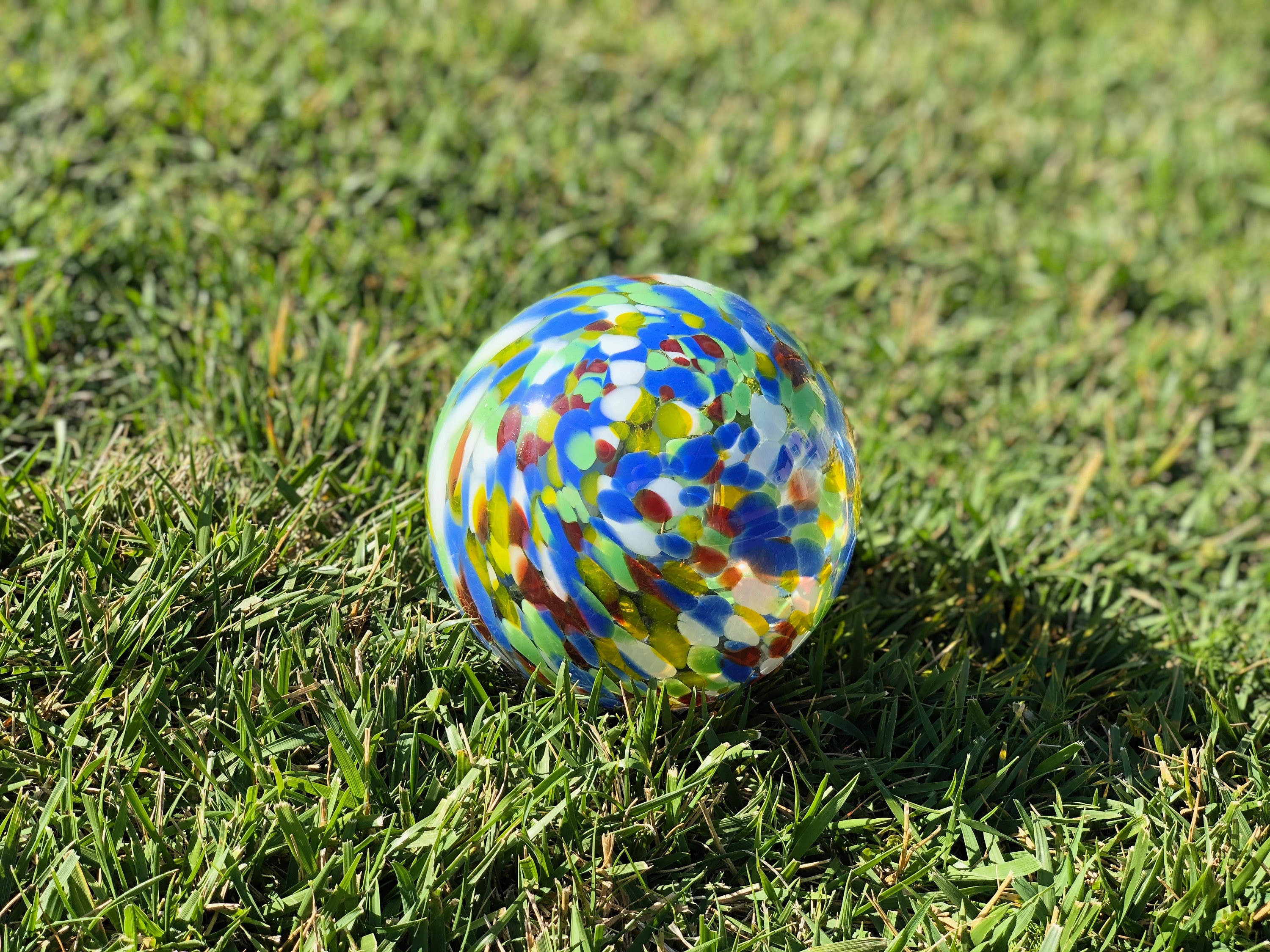Hand Blown Art Glass Solar LED Gaze Ball, Colorful Garden Light (6") - Etsy