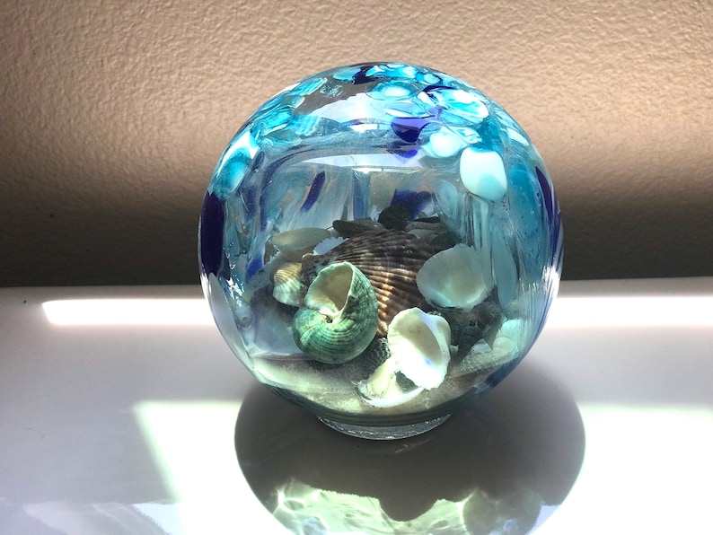 Hand Blown Art Glass Sea Globe: Pacific Coast Shell & Sand - 5.5" - Etsy