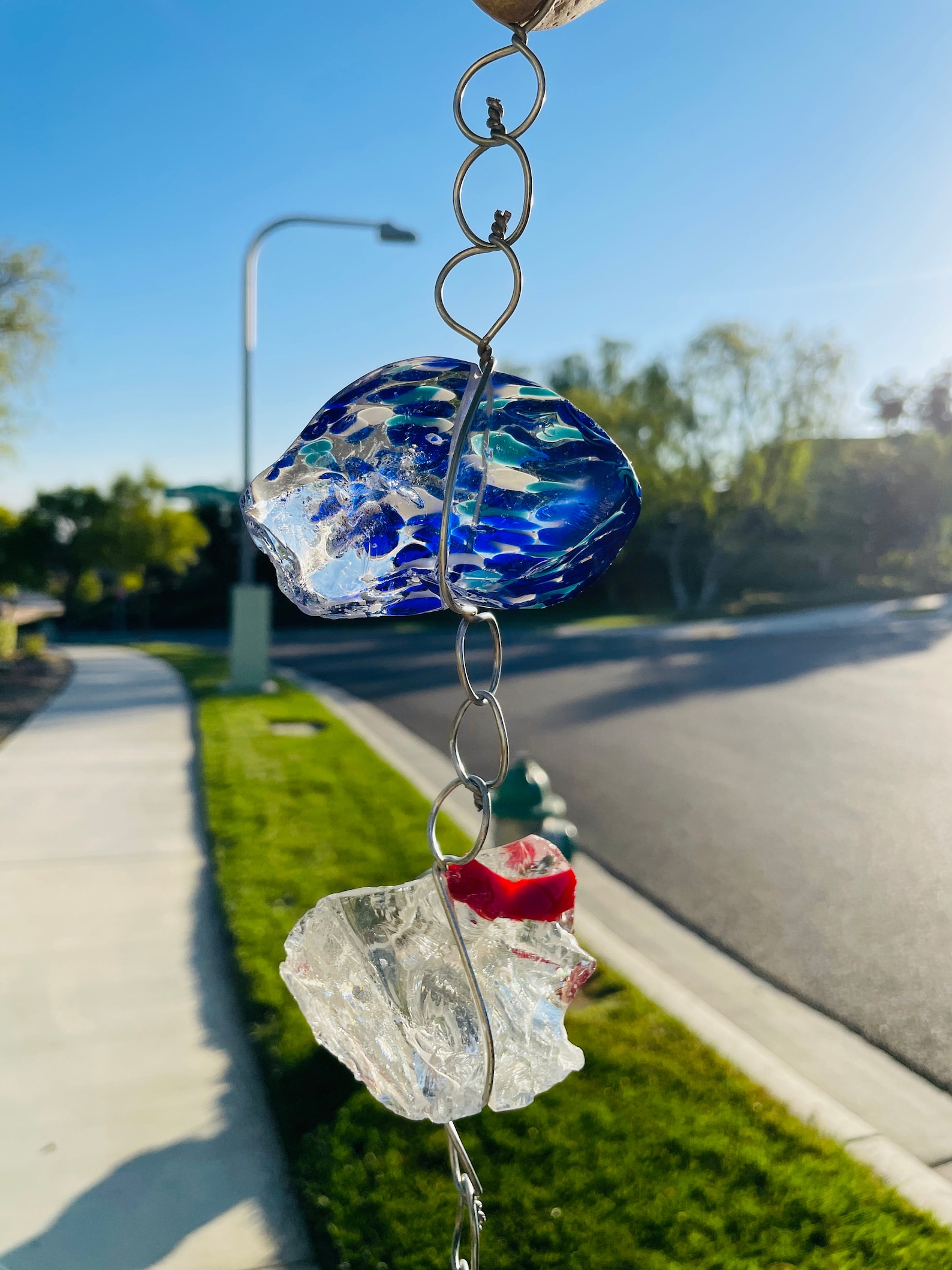 Rainbow Large Art Glass Rock Rain Chain - Etsy