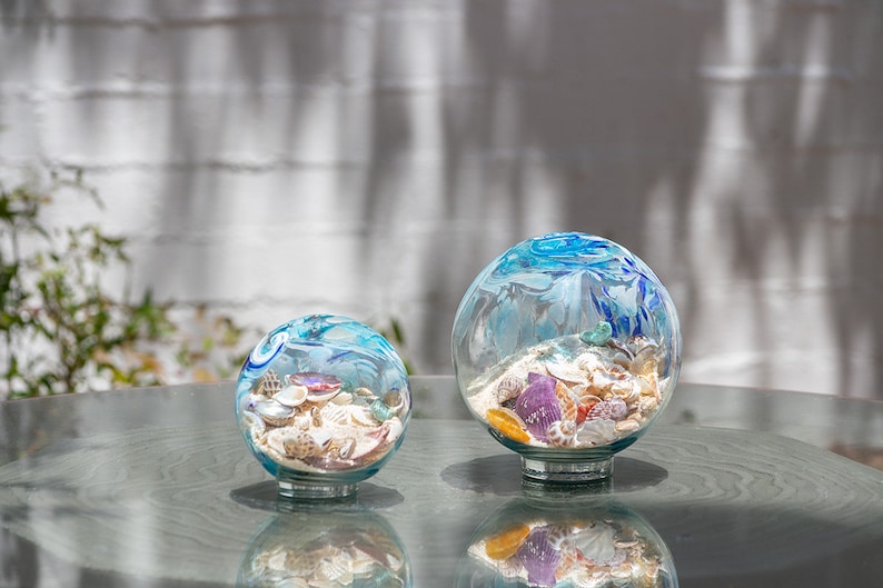 Hand Blown Art Glass Sea Globe: Pacific Coast Shell & Sand - 5.5" - Etsy