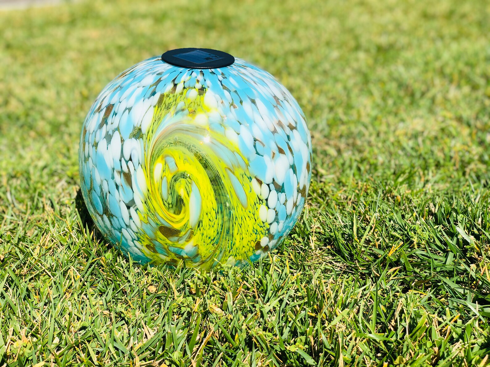 12" Hand Blown Art Glass Solar Gaze Ball, Garden Light - Etsy