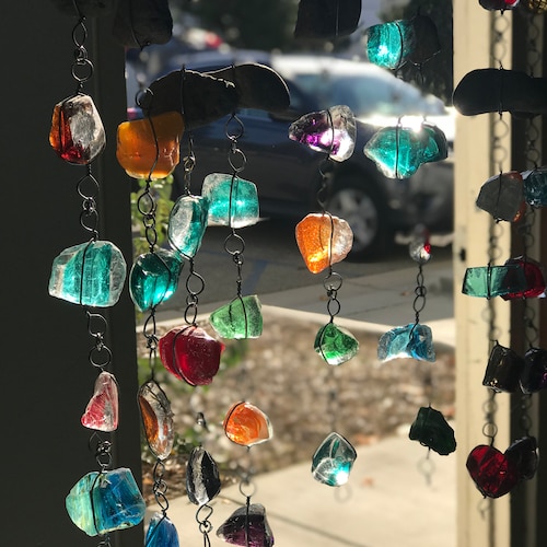 Rainbow Large Art Glass Rock Rain Chain - Etsy