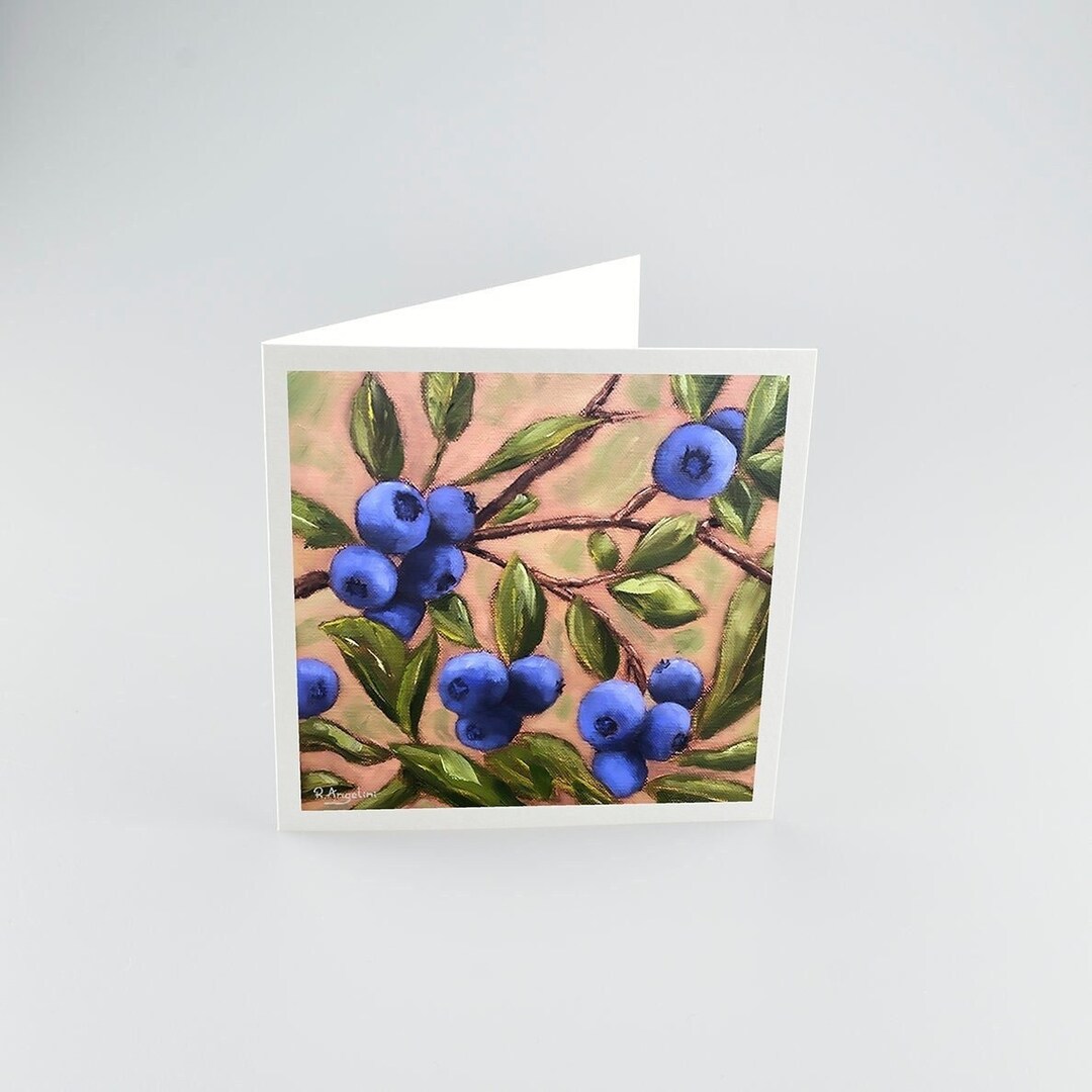 Blueberry Bush - Square Blank Greetings Cards - Etsy